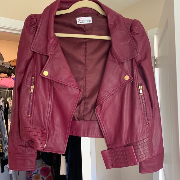 RED Valentino | Jackets & Coats | Nwot Red Valentino Burgundy Leather ...